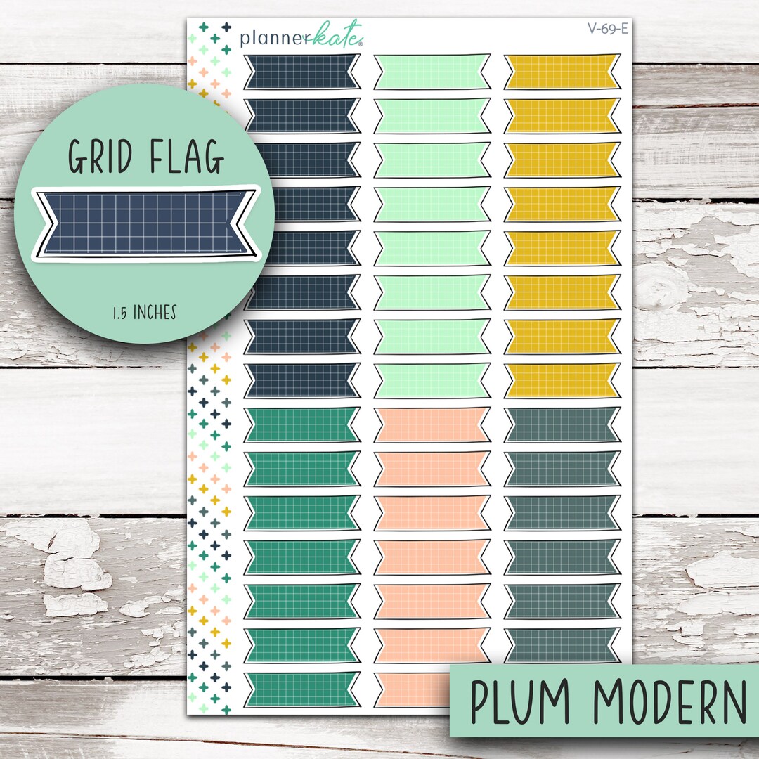 25% Off Journaling Grid Flag Labels for 7x9 Planner Plum Modern V-69 - Etsy