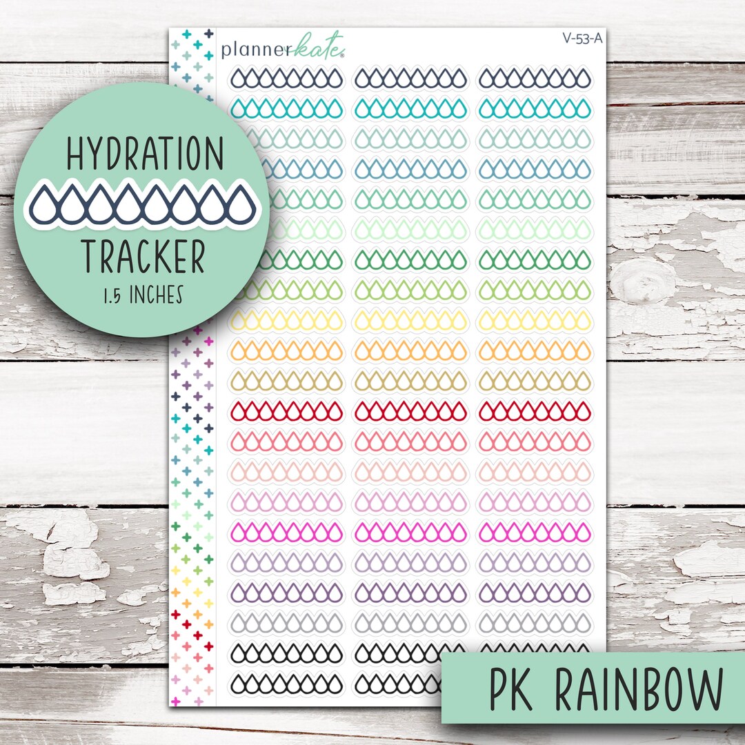 Hydrate Daily Water Tracker Stickers - PK Rainbow || V-53 - Etsy