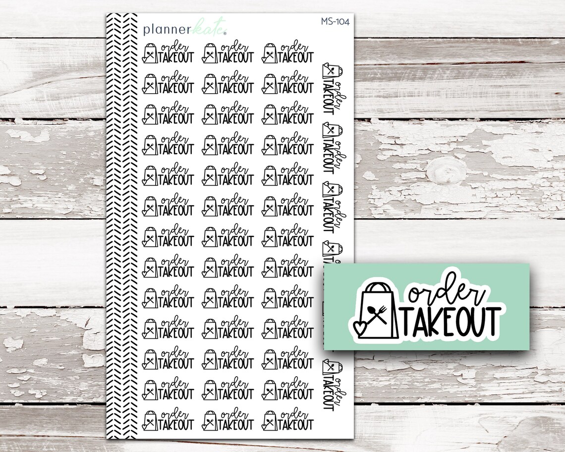MS-104 Order Takeout Mixed Script Stickers - Etsy