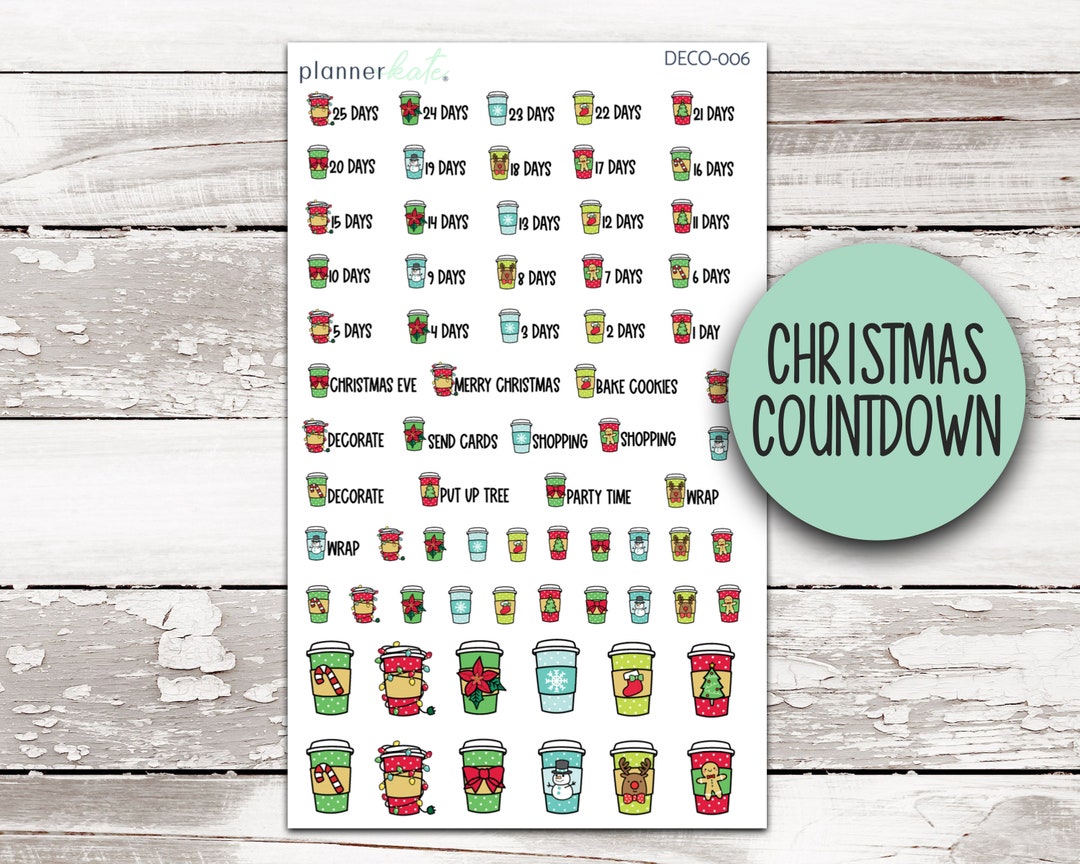 DECO-006 || Christmas Coffee Countdown Planner Stickers - Etsy