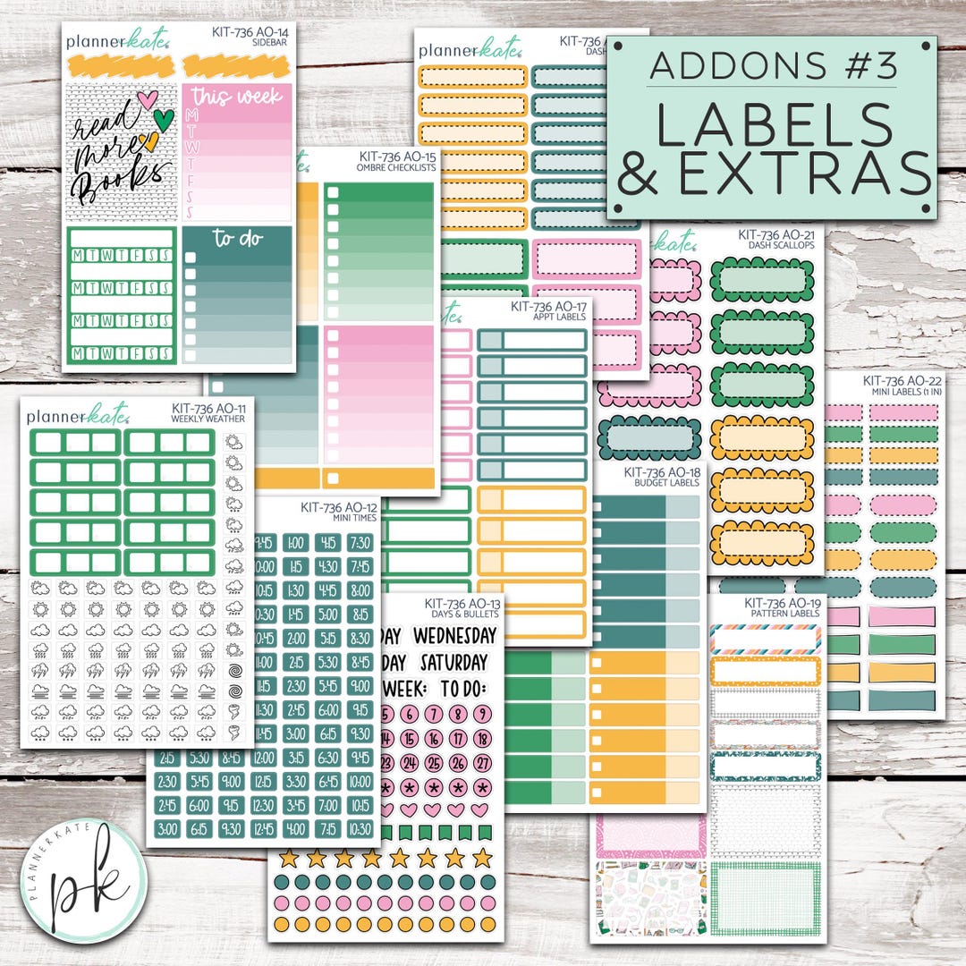 KIT-736 ADD ONS #3 || "bookworm" Kit Add Ons - Labels / Extras - Etsy