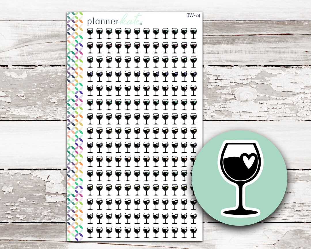BW-74 || WINE Icon Sticker - Etsy