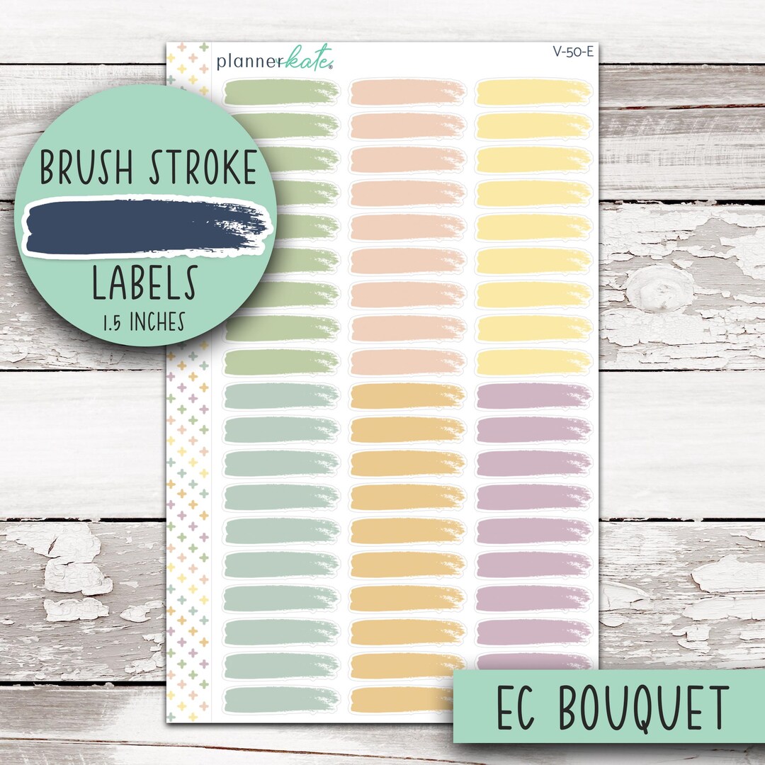 V-50-E || Brush Stroke Labels for 7x9 Planners - EC Bouquet - Etsy