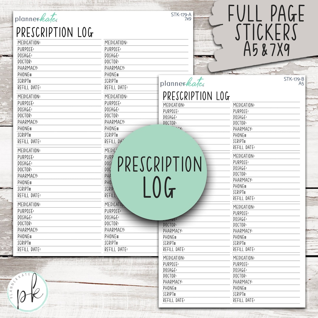 STK-179 || Prescription Log Dashboard Sticker - Etsy