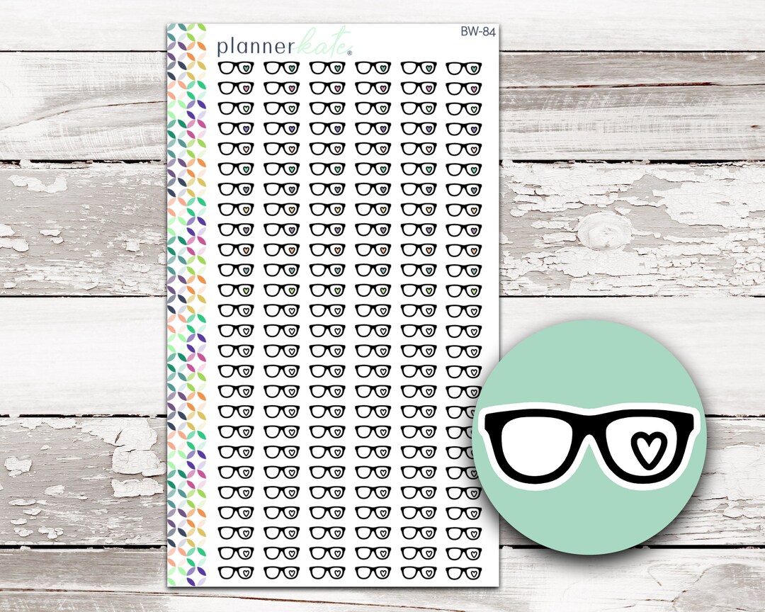 BW-84 || GLASSES Icon Sticker - Etsy