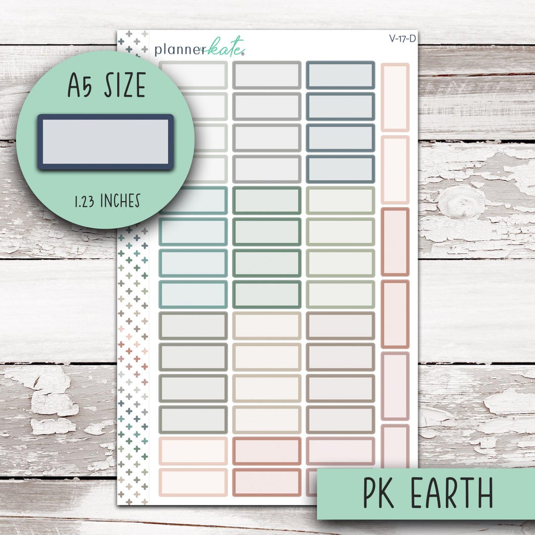 V-17-D || A5 Monthly Half Box Labels for Planner - PK Earth - Etsy