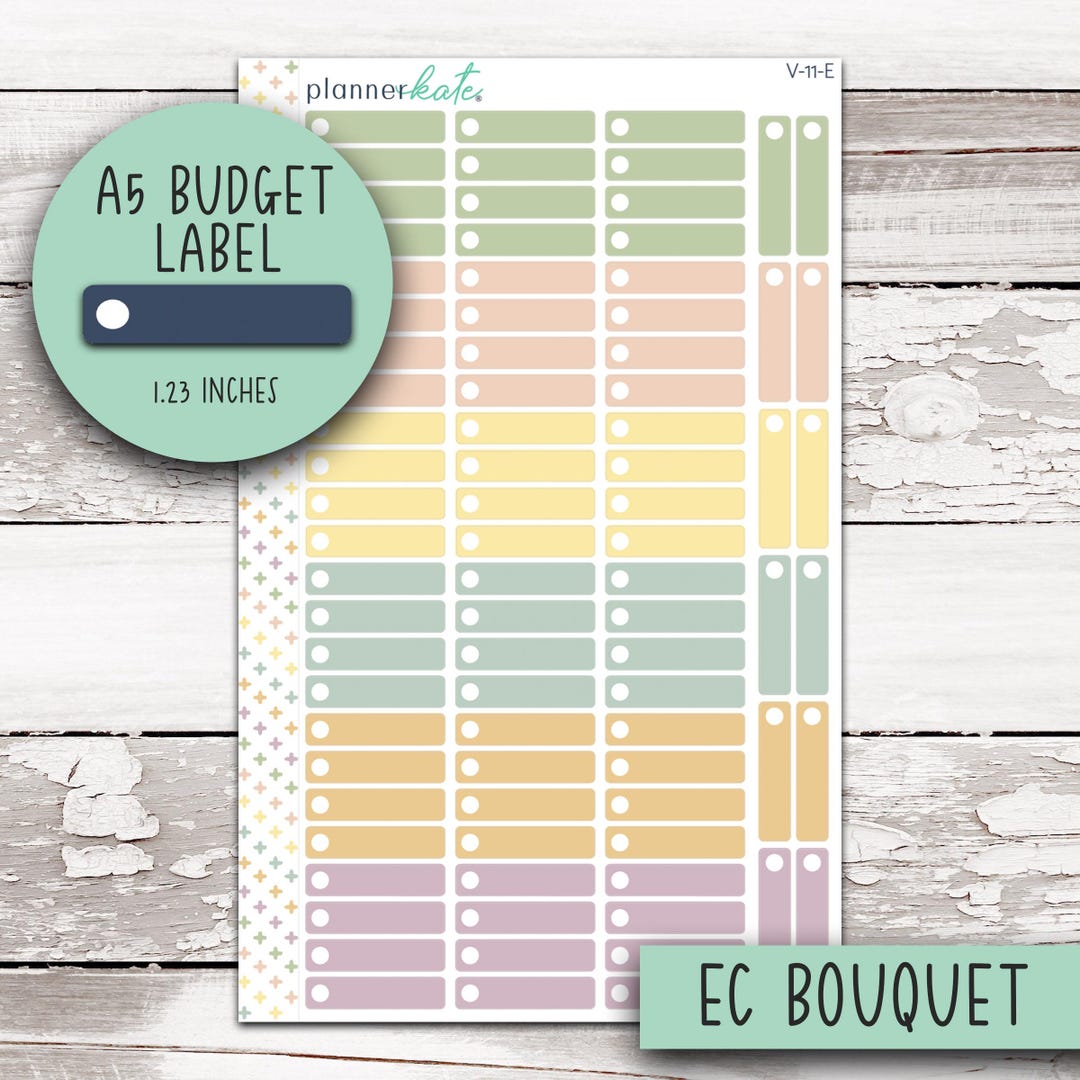 V-11-E || A5 Monthly Budget Labels for Planner - EC Bouquet - Etsy