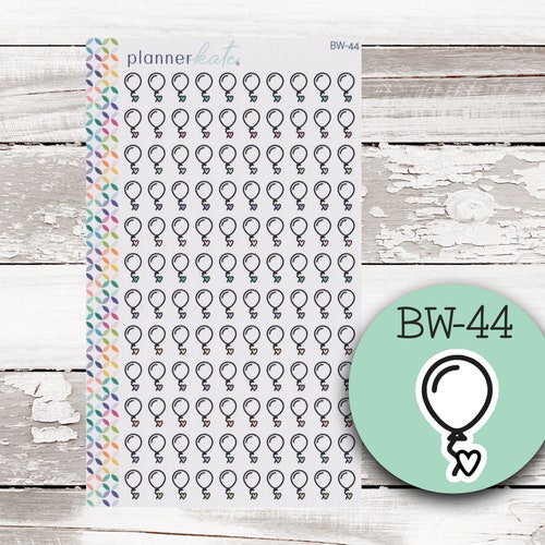 BW-44 BALLOON / BIRTHDAY Icon Sticker | Etsy