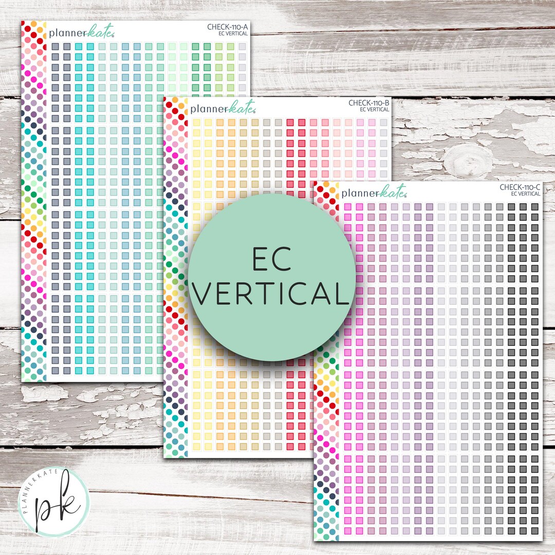 CHECK-110 || 7x9 EC VERTICAL Checklist Planner Stickers - Pk Rainbow - Etsy