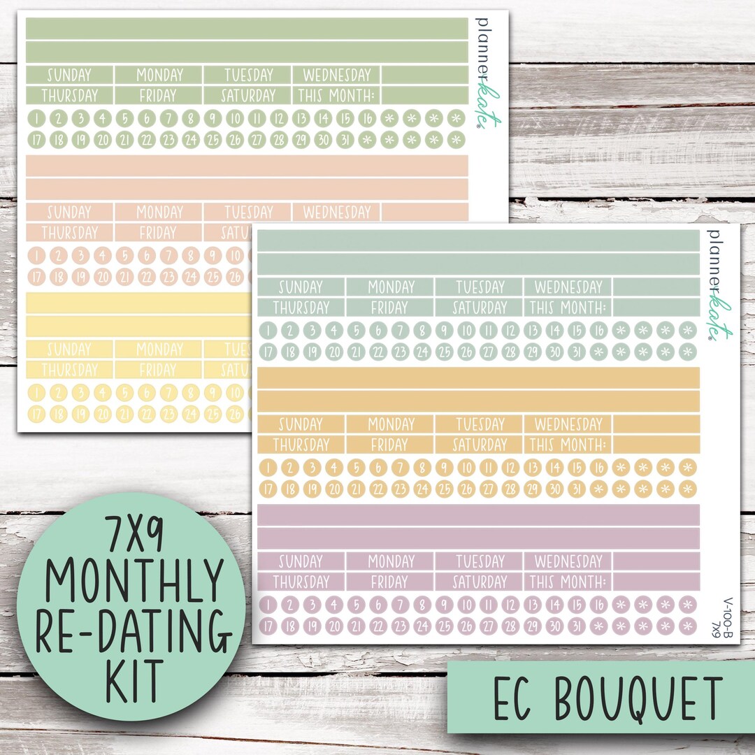 V-100 || 7x9 Monthly Re-dating Kit - EC Bouquet - Etsy