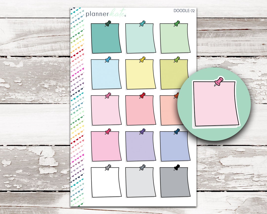 DOODLE-072 || LARGE Sticky Note Doodle Planner Stickers - Etsy