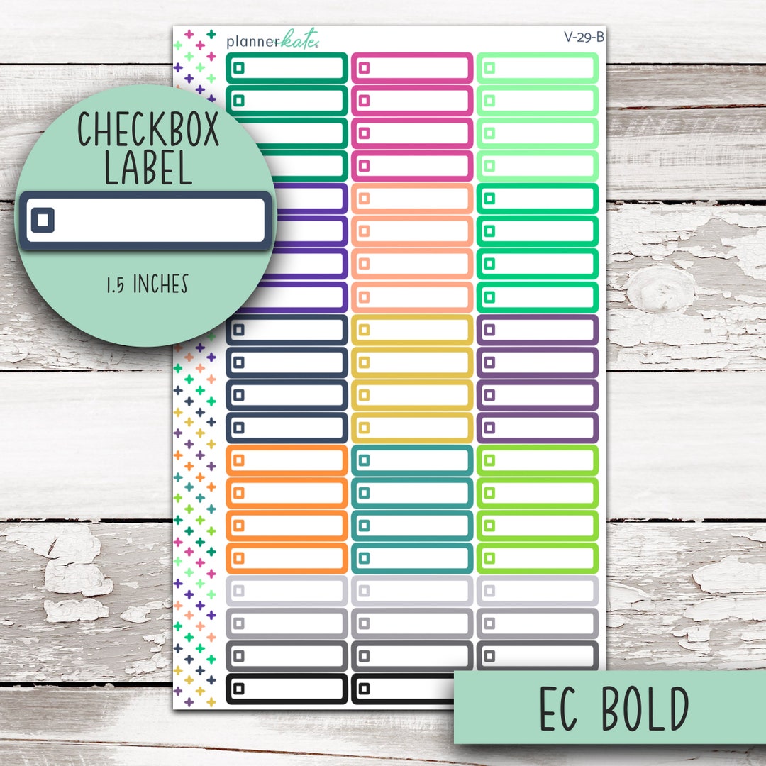 Basic Checkbox Labels for 7x9 Planner - EC Bold || V-29 - Etsy UK