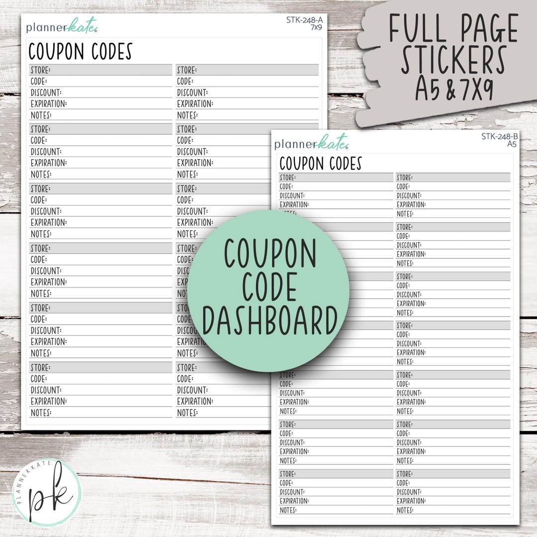 STK-248 || Coupon Code Dashboard Sticker - Etsy