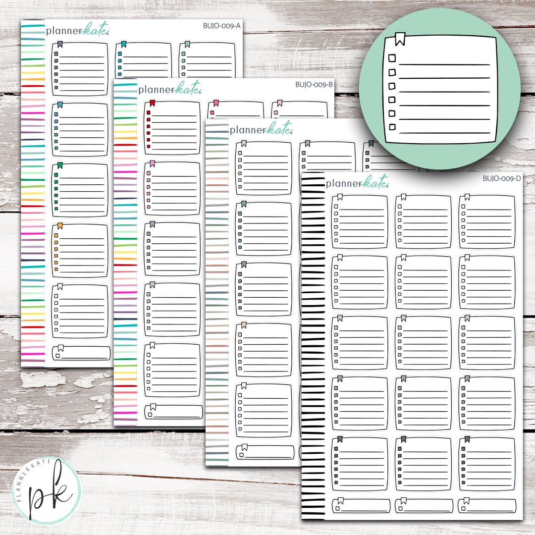 BUJO-009 Doodle Checklist Planner Stickers - Etsy