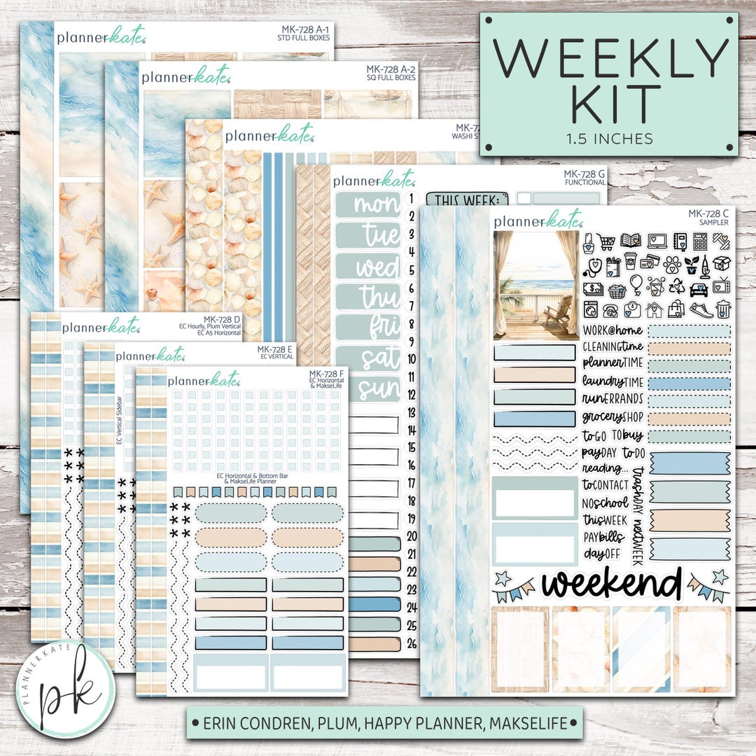 MK-728 WEEKLY || "ocean Lover" - Weekly Kit Planner Stickers - Etsy