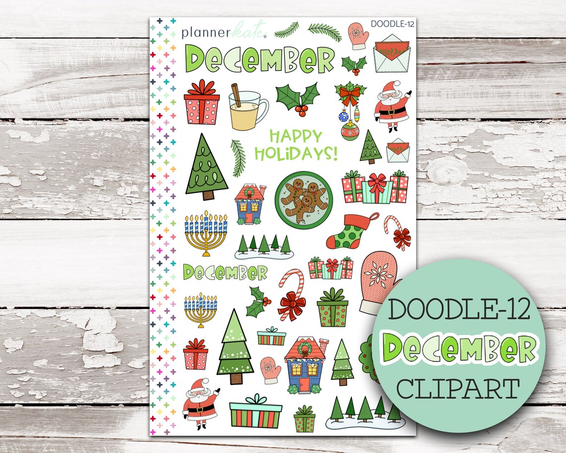 DOODLE-12 DECEMBER CLIPART - Etsy