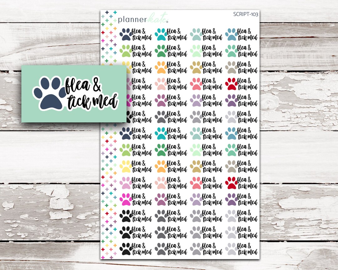 SCRIPT-103 || FLEA & TICK Med Planner Stickers - Etsy