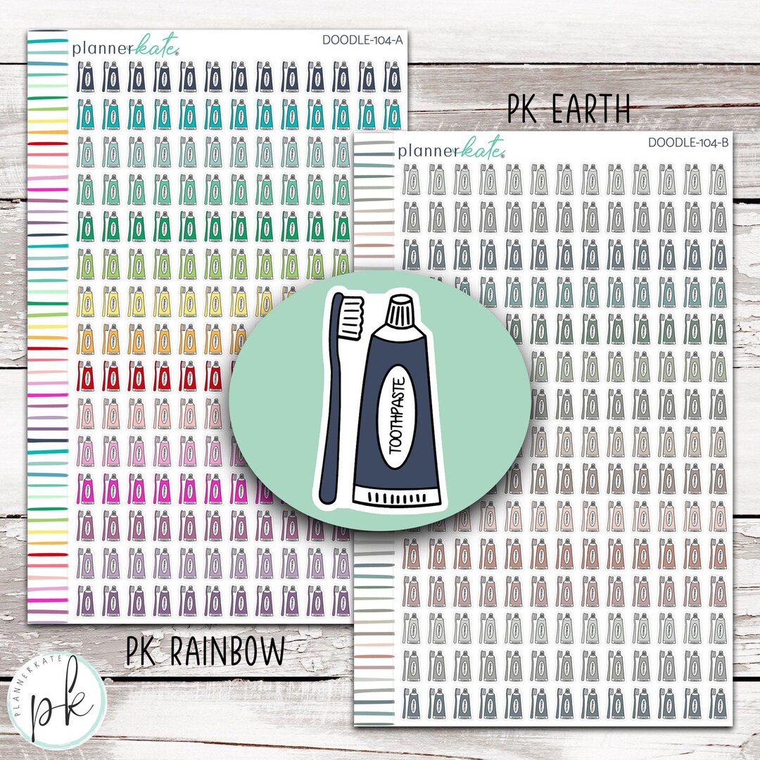 DOODLE-104 || TOOTHBRUSH & TOOTHPASTE Doodle Stickers - Etsy