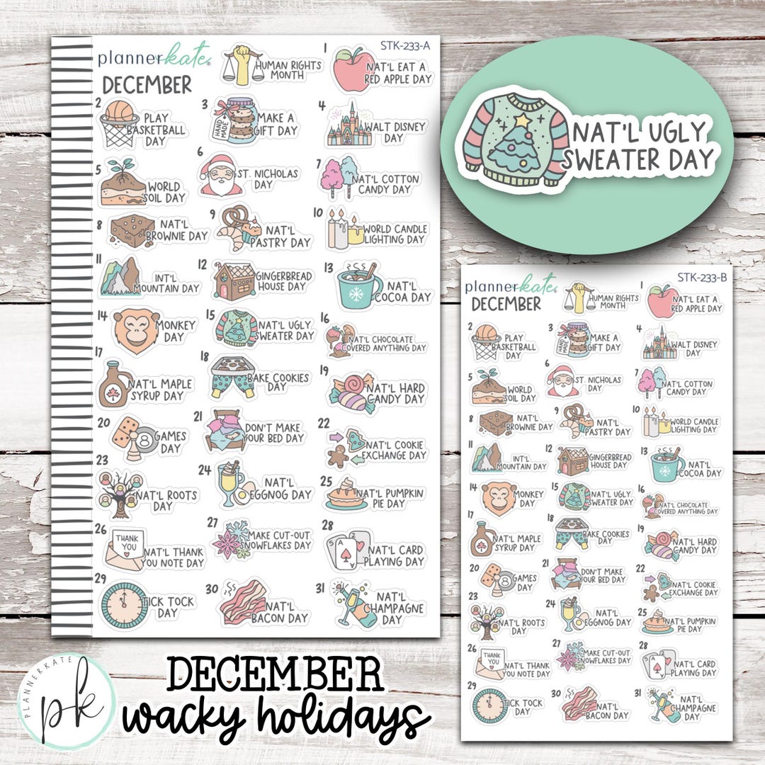 DECEMBER Wacky Holidays - Pastel | STK-233 - Etsy