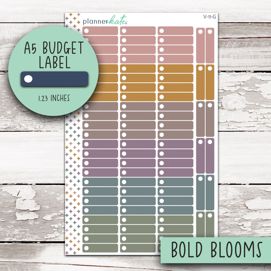 A5 Monthly Budget Labels for Planner EC Bold Blooms V-11 - Etsy