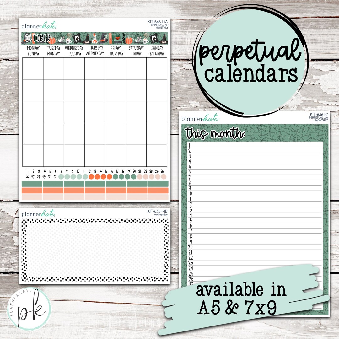 KIT-646 J || "witching Hour" Perpetual Calendars - A5 / 7x9 - Etsy