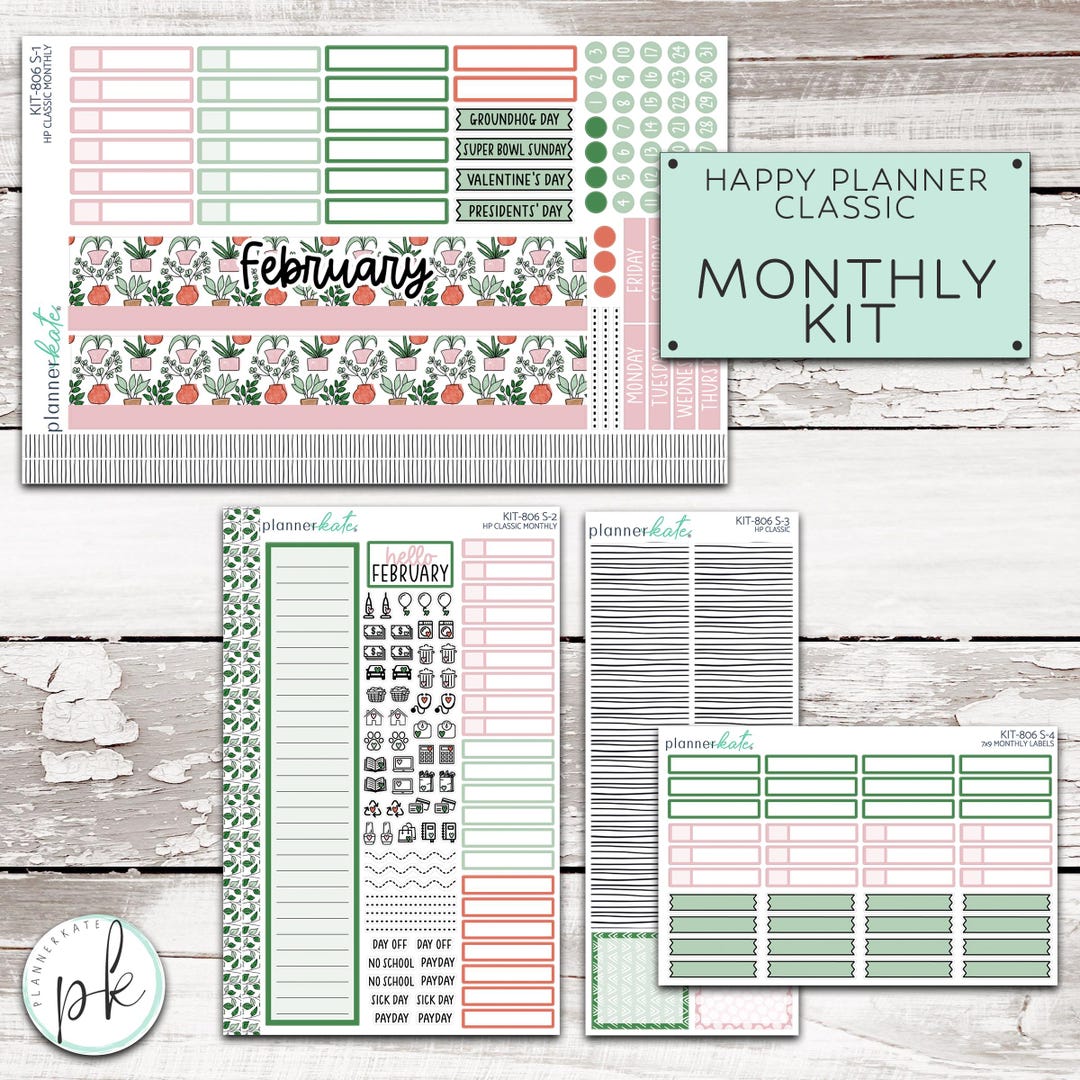 KIT-806 S - Happy Planner Classic Monthly || "plants & Paper" - Etsy