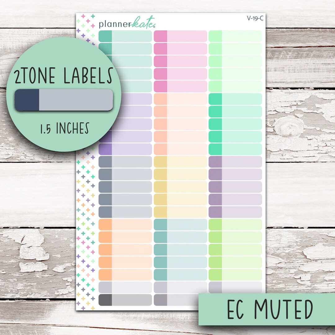 Two Tone Skinny Labels for 7x9 Planners - EC Muted || V-19 - Etsy