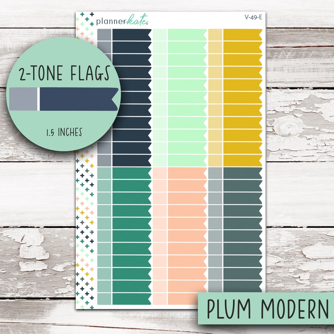 50% Off Two Tone Flag Labels for 7x9 Planners Plum Modern V-49 - Etsy