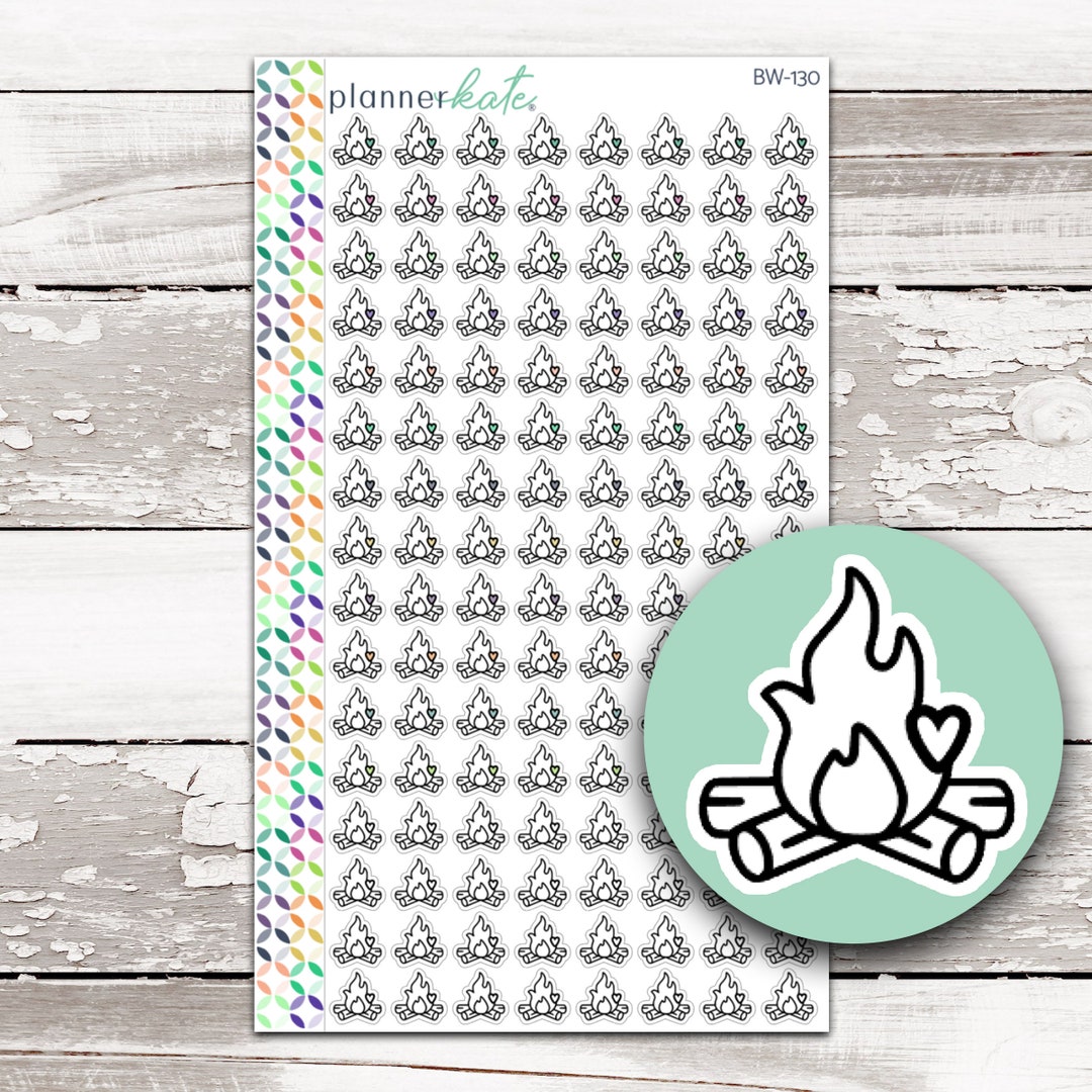 Campfire - BW Icon Stickers || BW-130 - Etsy