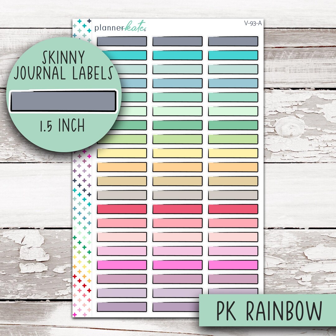 V-93-A || Skinny Journal Labels - PK Rainbow (1.5 Inch) - Etsy