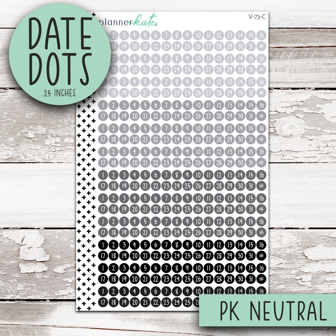 Colorful .25 Inch Date Dots - PK Neutral || V-73 - Etsy