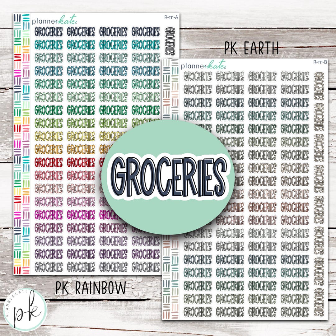 R-111 || GROCERIES Large Script Stickers - Etsy