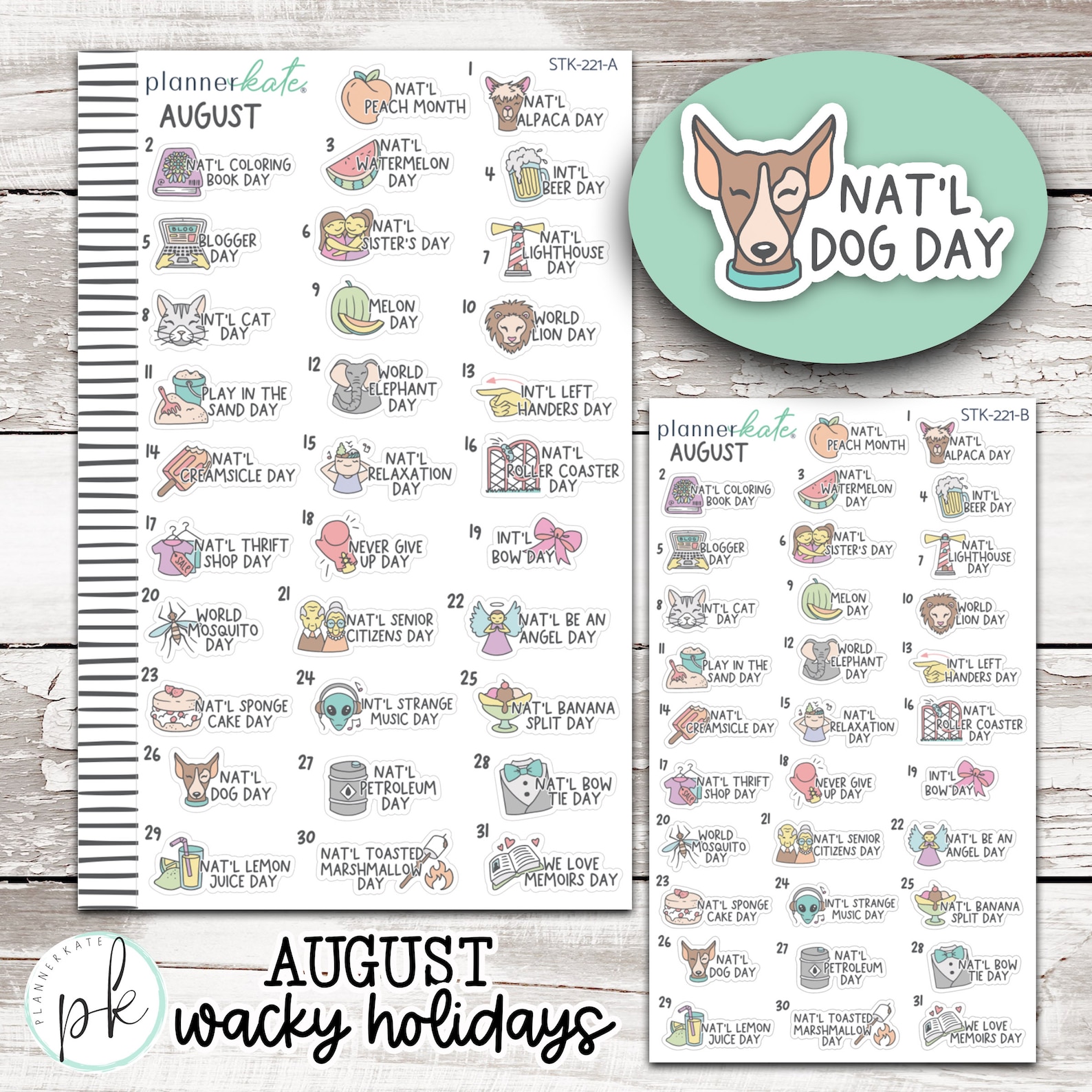 August Wacky Holidays - Pastel | STK-221 - Etsy
