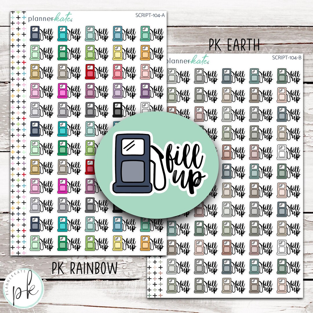 SCRIPT-104 || GAS Fill up Planner Stickers - Etsy