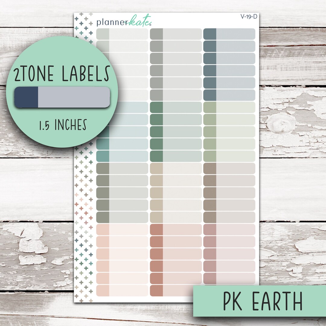 Two Tone Skinny Labels for 7x9 Planners PK Earth V-19 - Etsy