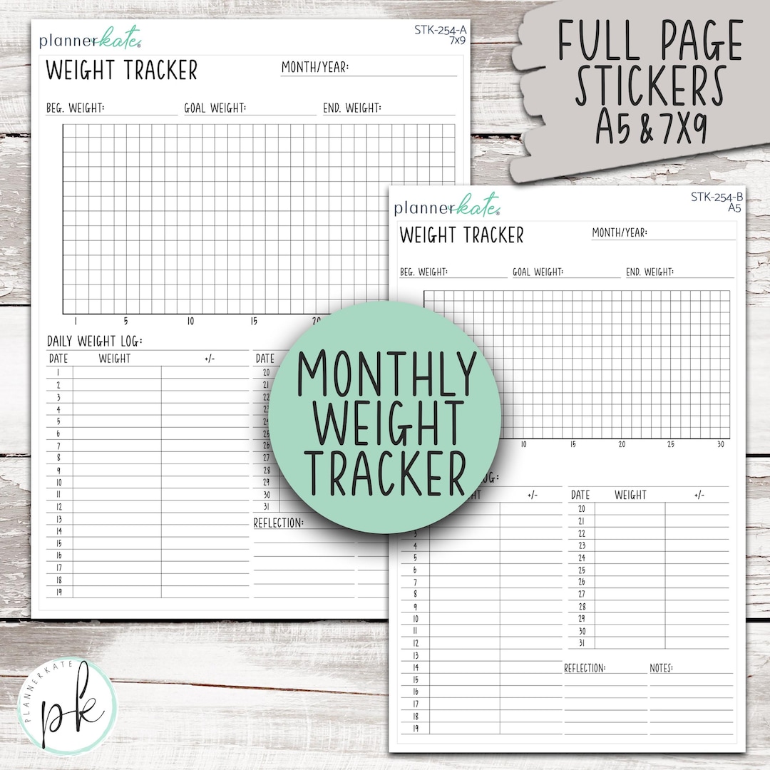 STK-254 || Monthly Weight Tracker Dashboard Sticker - Etsy