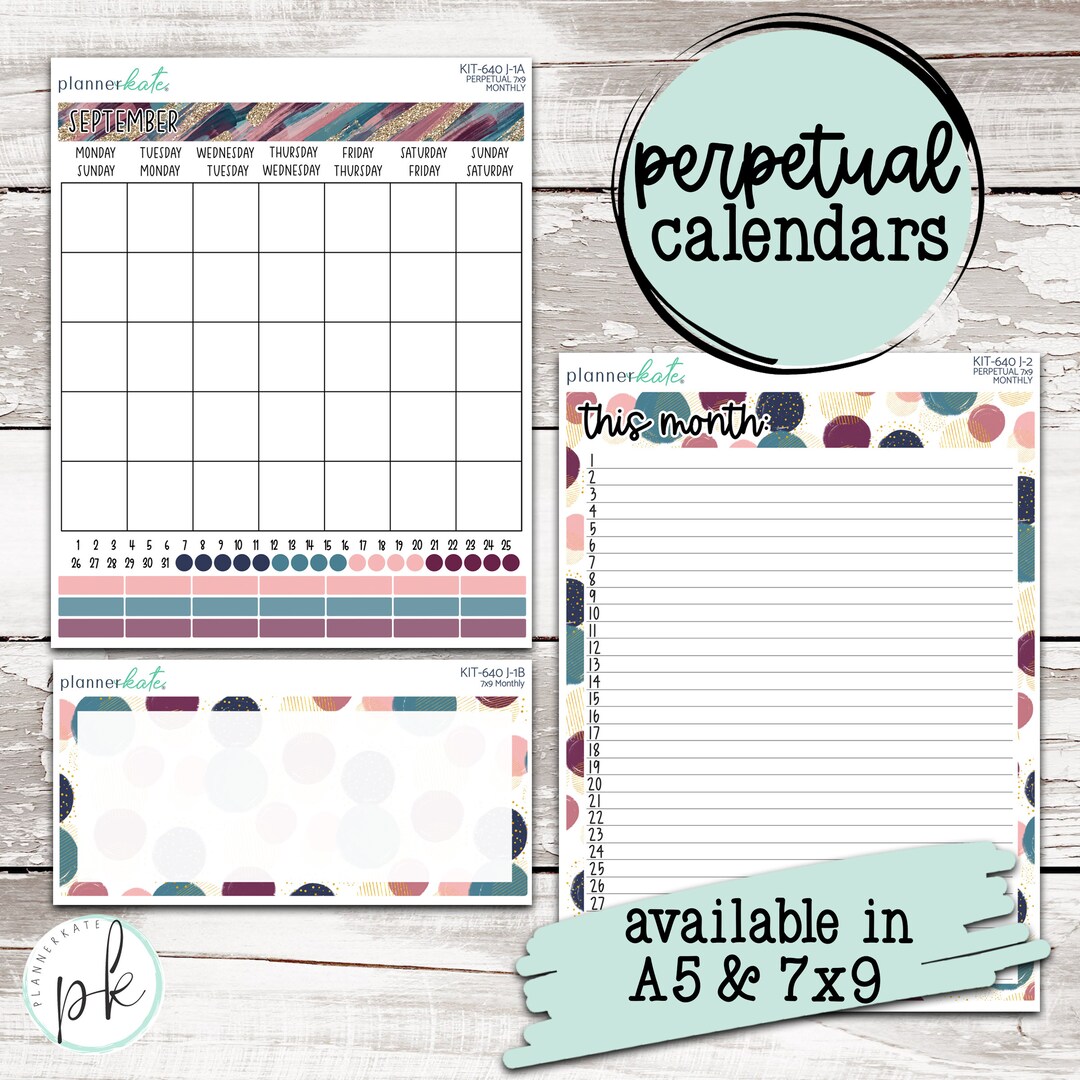 KIT-640 J || "one More Chapter" Perpetual Calendars - A5 / 7x9 - Etsy