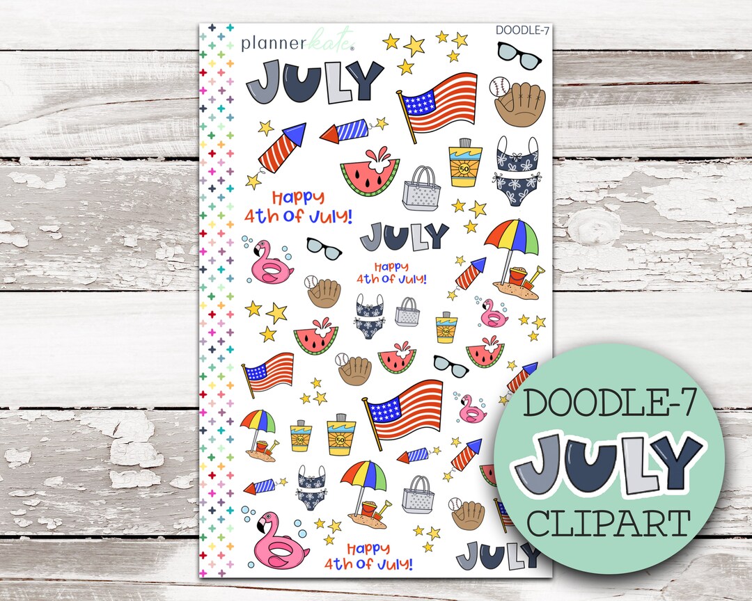 DOODLE-7 || JULY CLIPART - Etsy