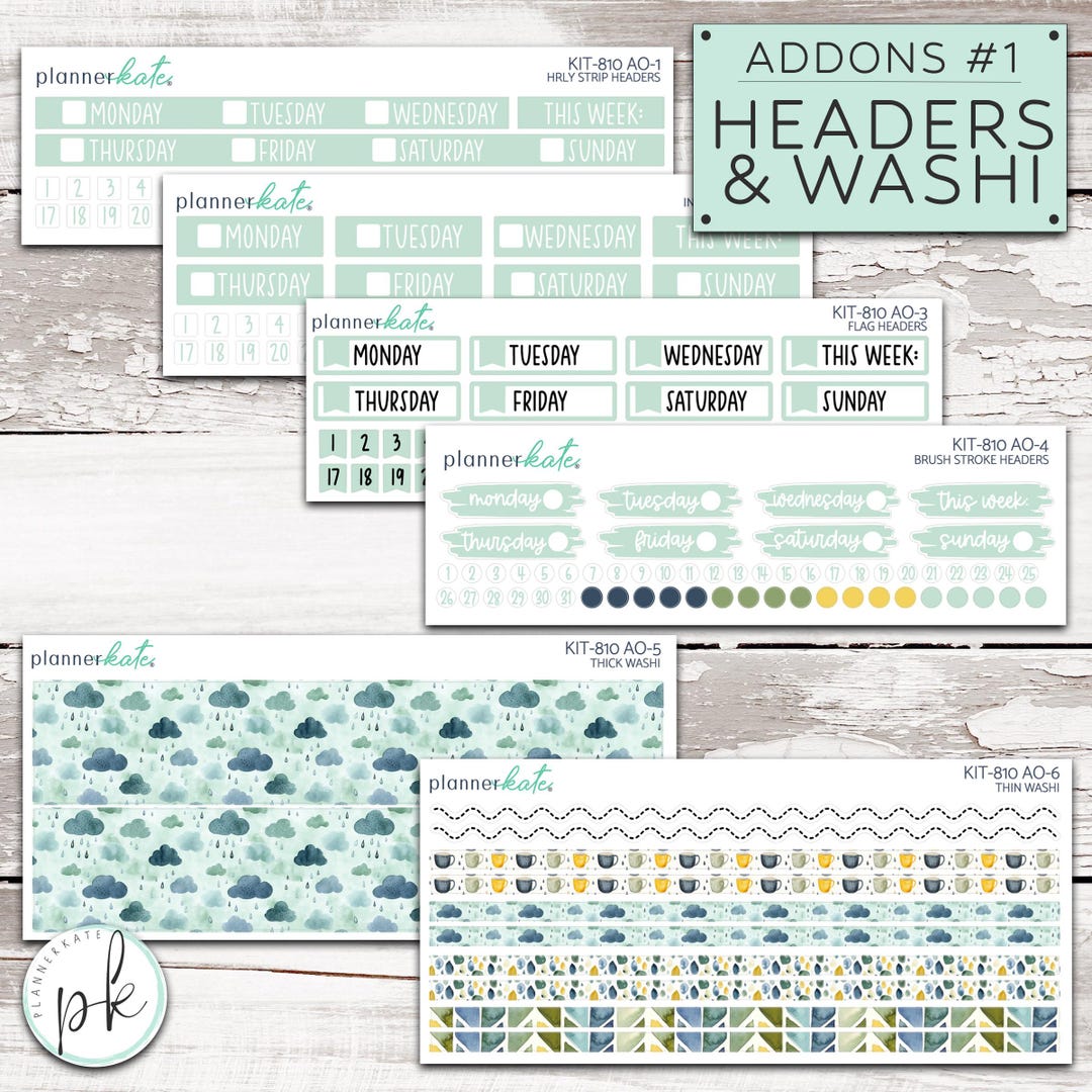KIT-810 ADD ONS #1 || "rainy Day Reads" Kit Add Ons - Headers / Washi ...