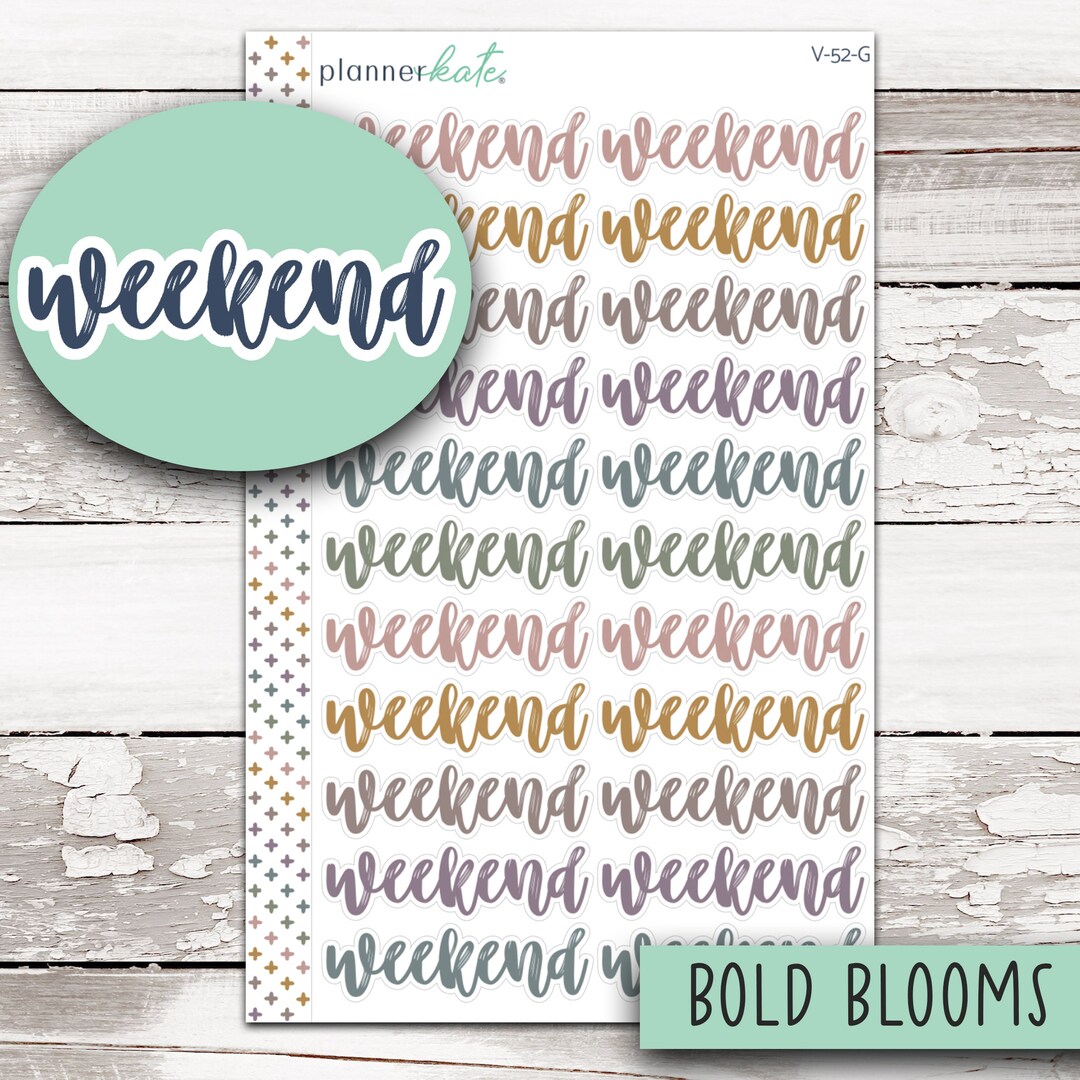 Font D Script Weekend Stickers EC Bold Blooms V-52 - Etsy