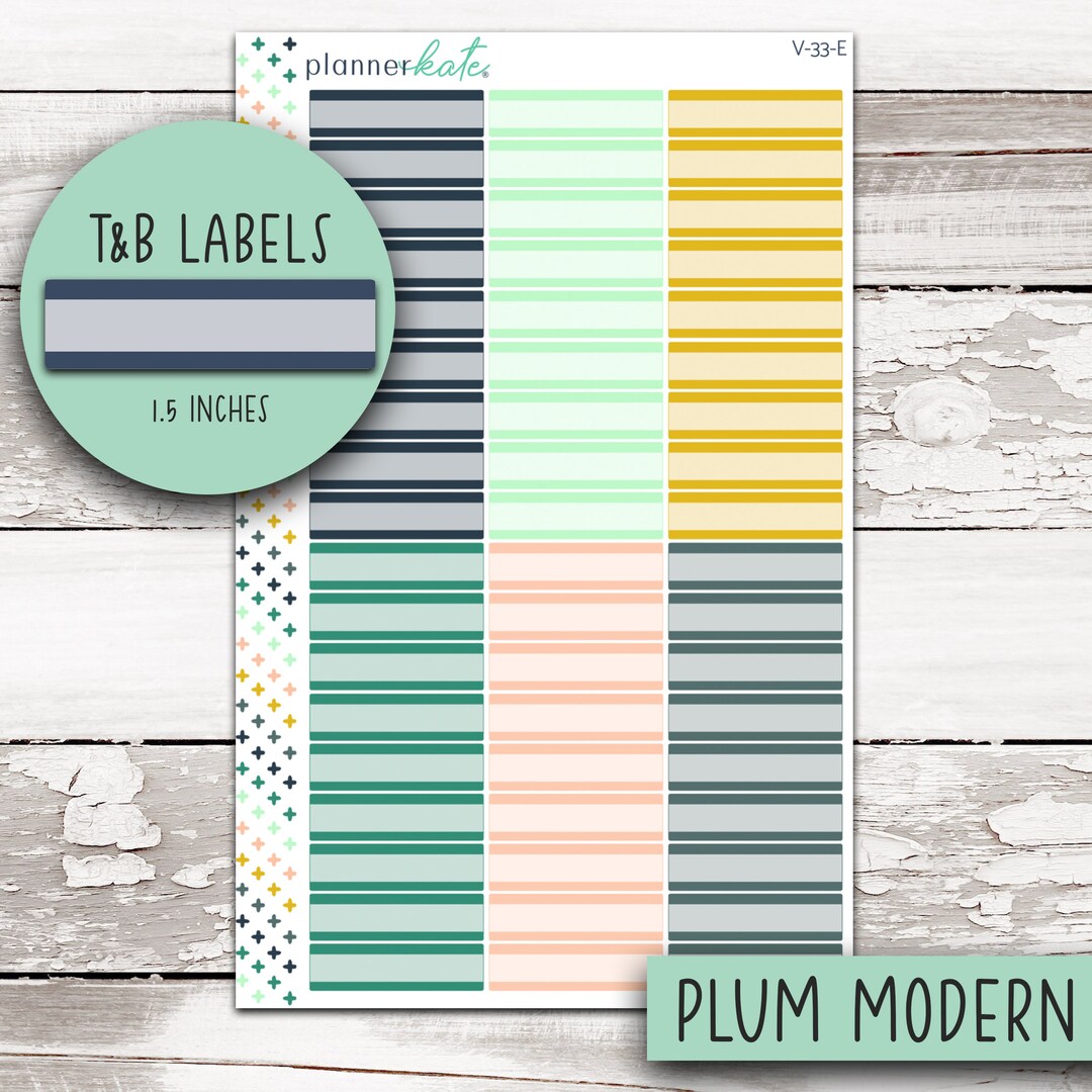 25% Off Two Tone Labels top & Bottom for 7x9 Planner Plum Modern V-33 ...