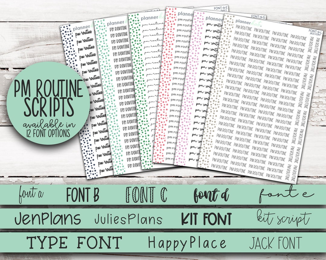 FONT-9 || PM ROUTINE Scripts - 12 Font Options - Etsy