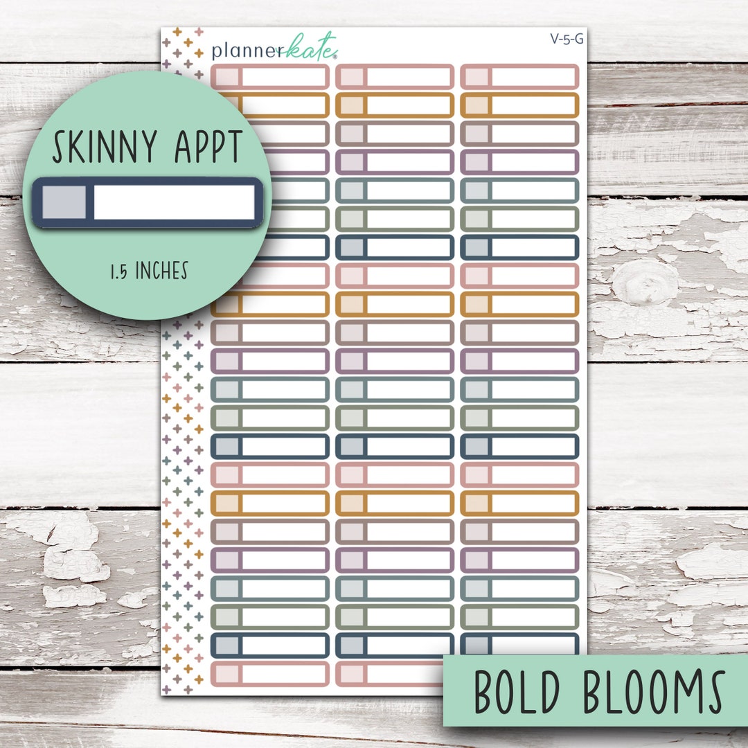 Skinny Appt Labels for 7x9 Planner EC Bold Blooms V-5 - Etsy