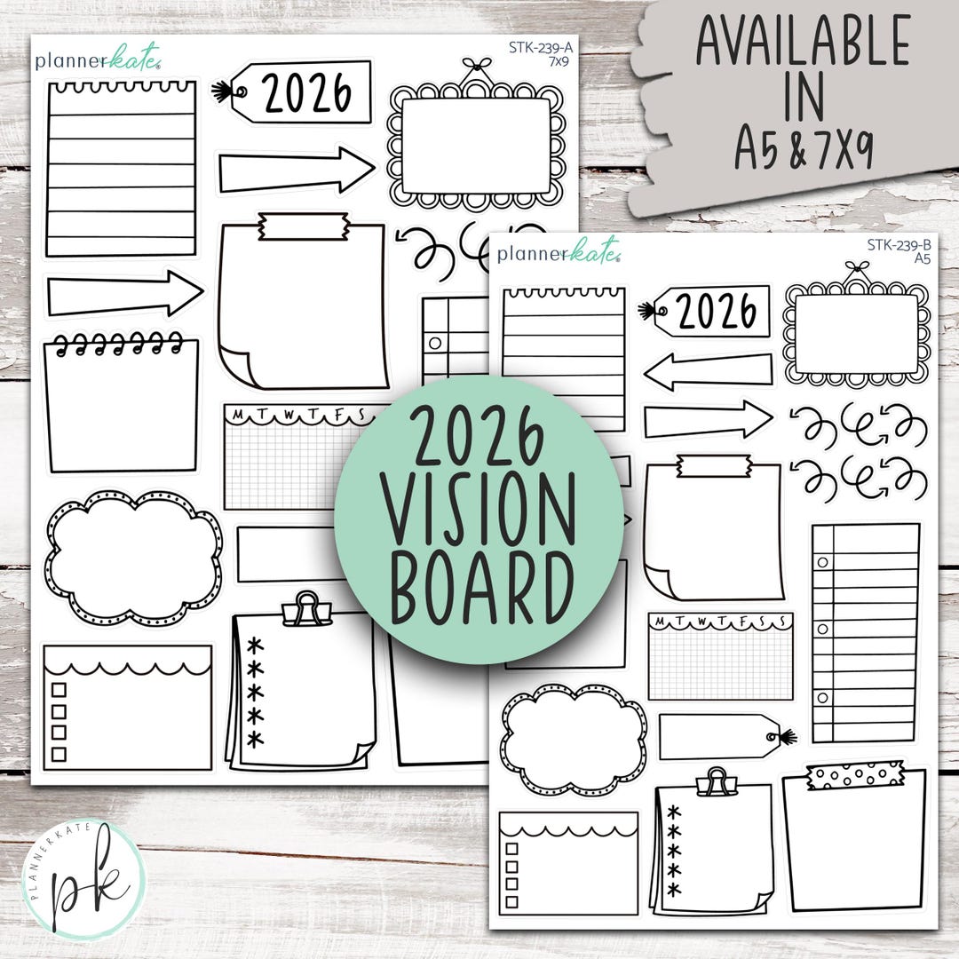 STK-239 2026 VISION BOARD Shell Planner Stickers - Etsy