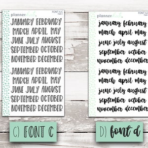 FONT-5 || MONTHS Scripts (large) - 12 Font Options - Etsy