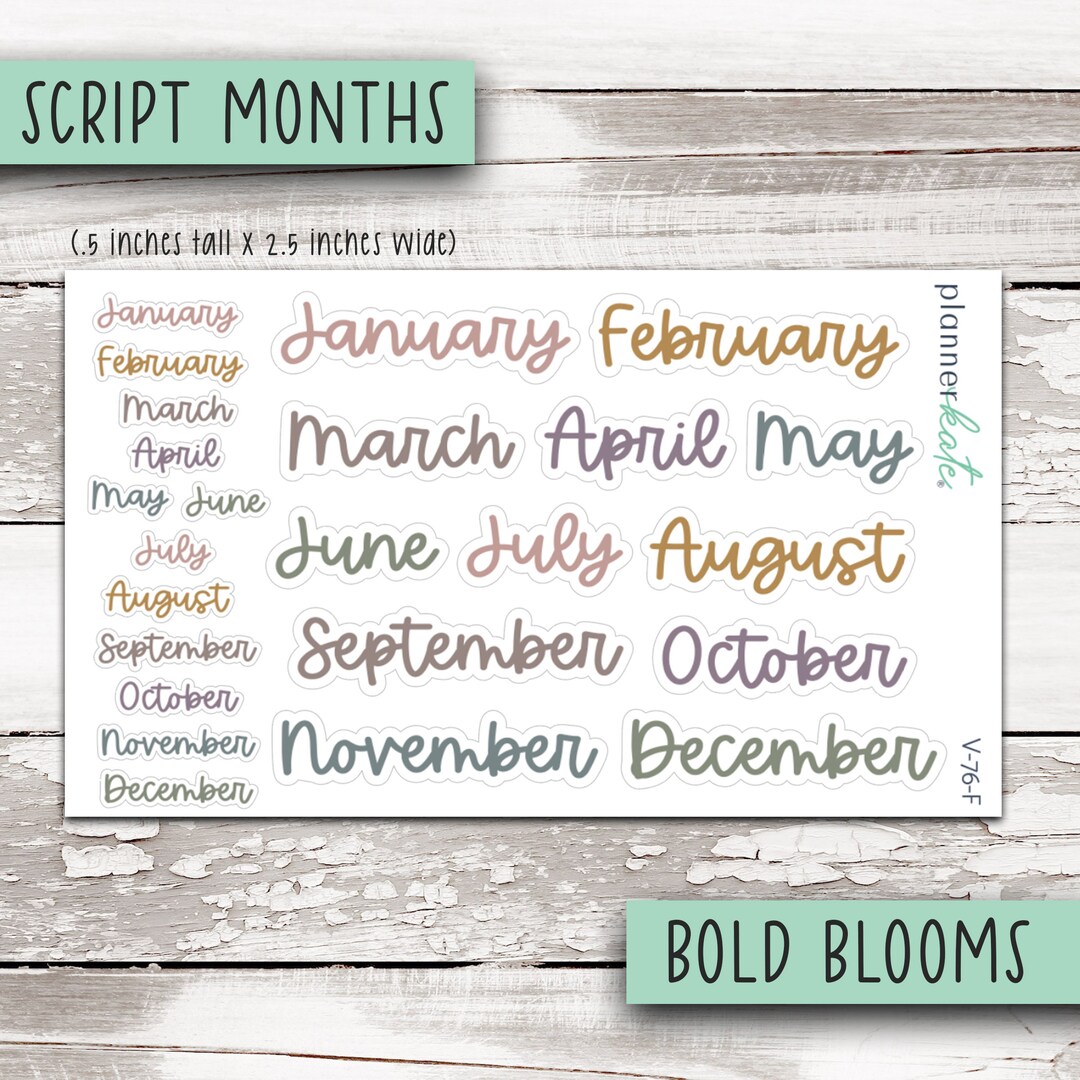 Script Months for Planner EC Bold Blooms V-76 - Etsy