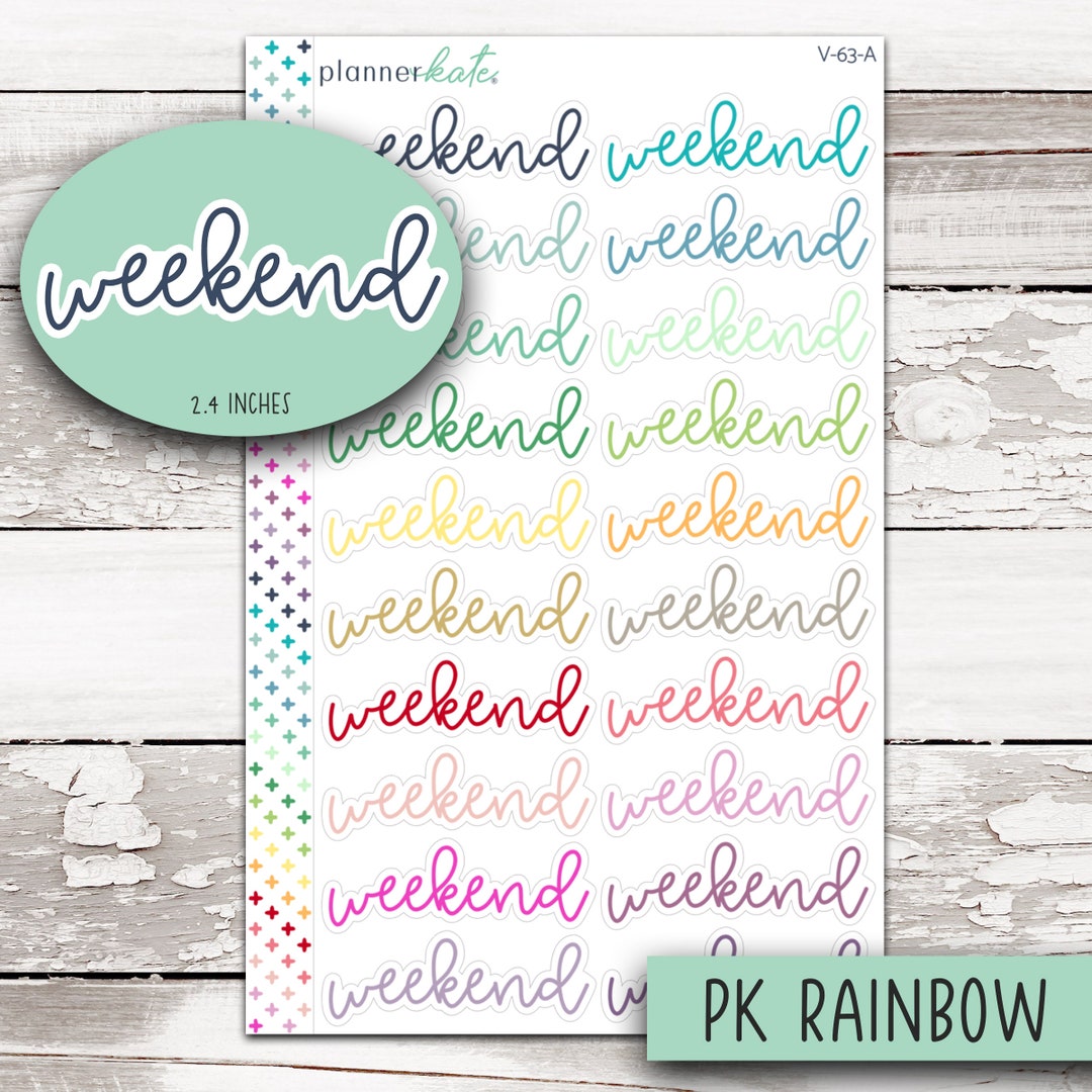 Weekend Script Stickers - PK Rainbow || V-63 - Etsy