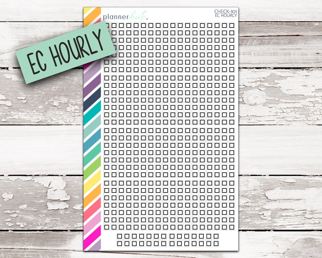 CHECK-101 || 7x9 EC HOURLY Checklist Planner Stickers - Etsy