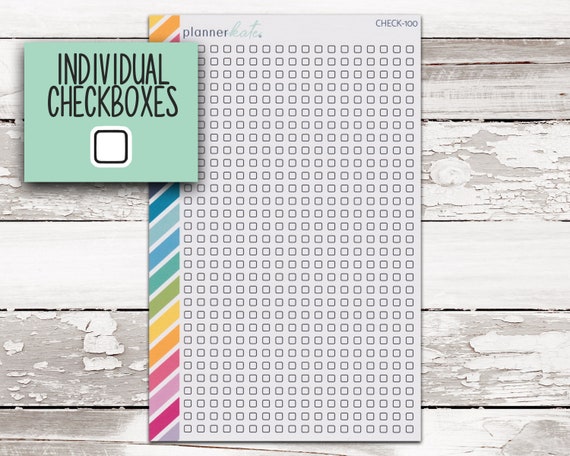 CHECK-100 INDIVIDUAL CHECKBOXES Planner Stickers - Etsy