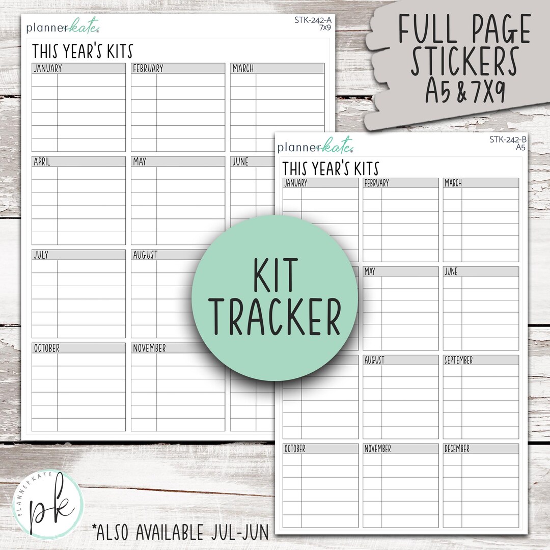 STK-242 || Kit Tracker Dashboard Sticker (jan-dec / Jul-jun) - Etsy
